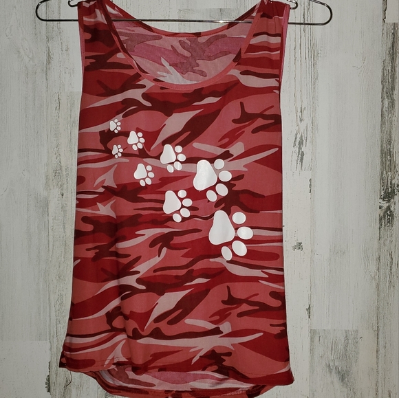 boutique | Tops | Red Camo Paw Print Tanktop | Poshmark